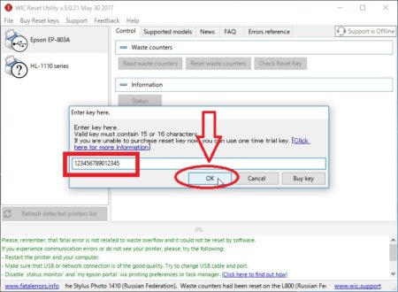 WIC Reset Utility - プリンターの廃インクエラーを解除